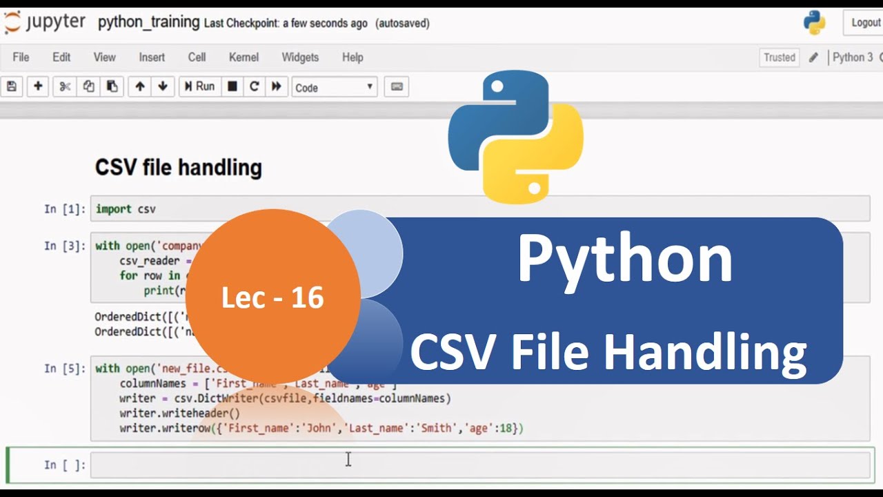 Python Tutorial - 16 | CSV Files in Python | CSV Module - How to Read, Parse, and Write CSV Files