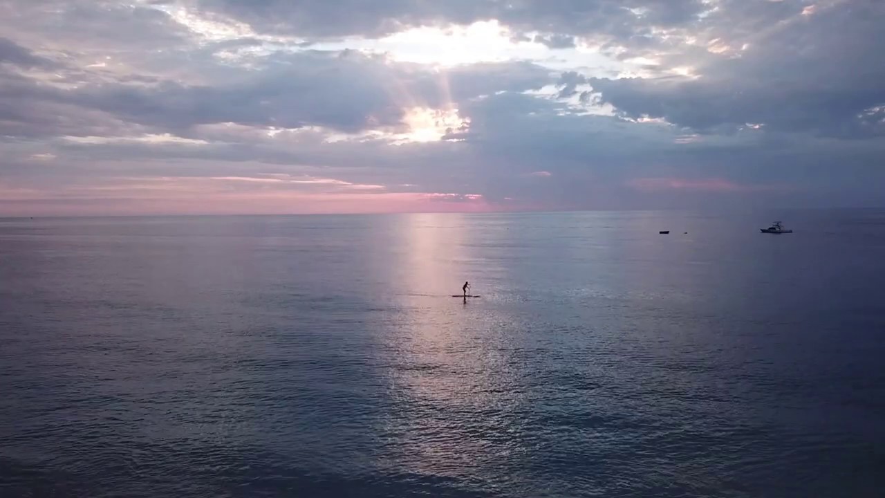 Blue Sky, Mountains, Sea, Sunrise and Sunset with Beautiful Music