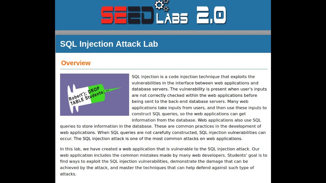 SQL Injection Attack Lab - SEED labs