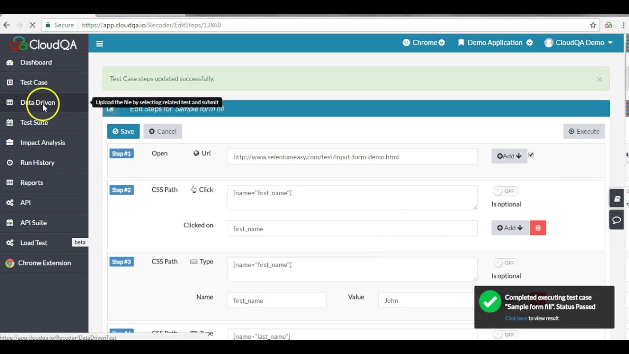 Data Driven Testing with CloudQA