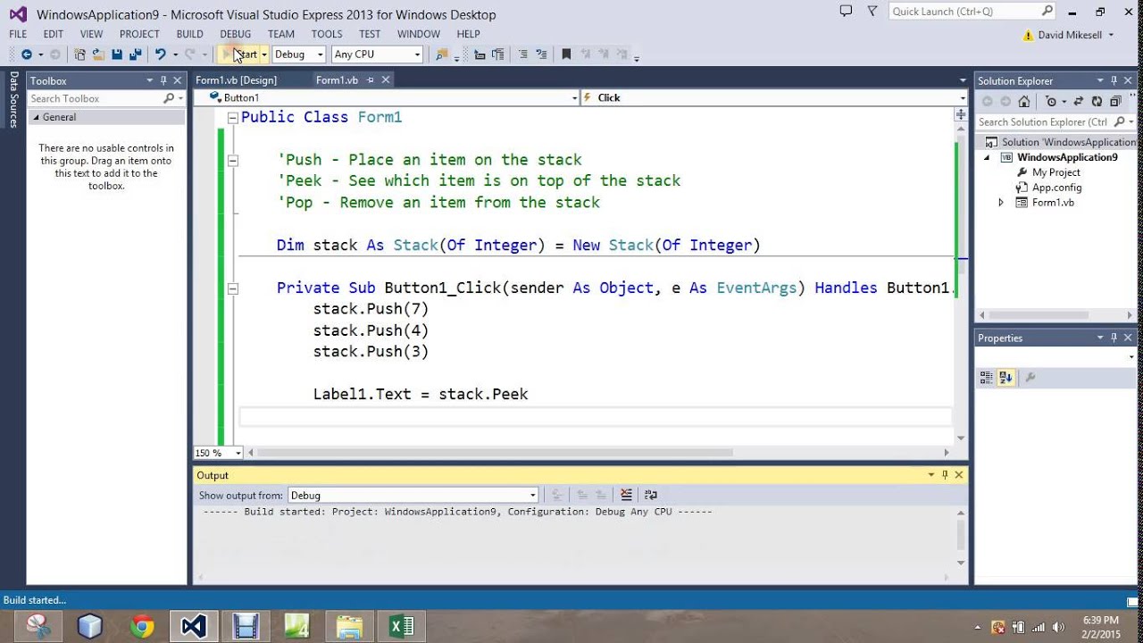 VB Stacks   Peek, Pull and Push