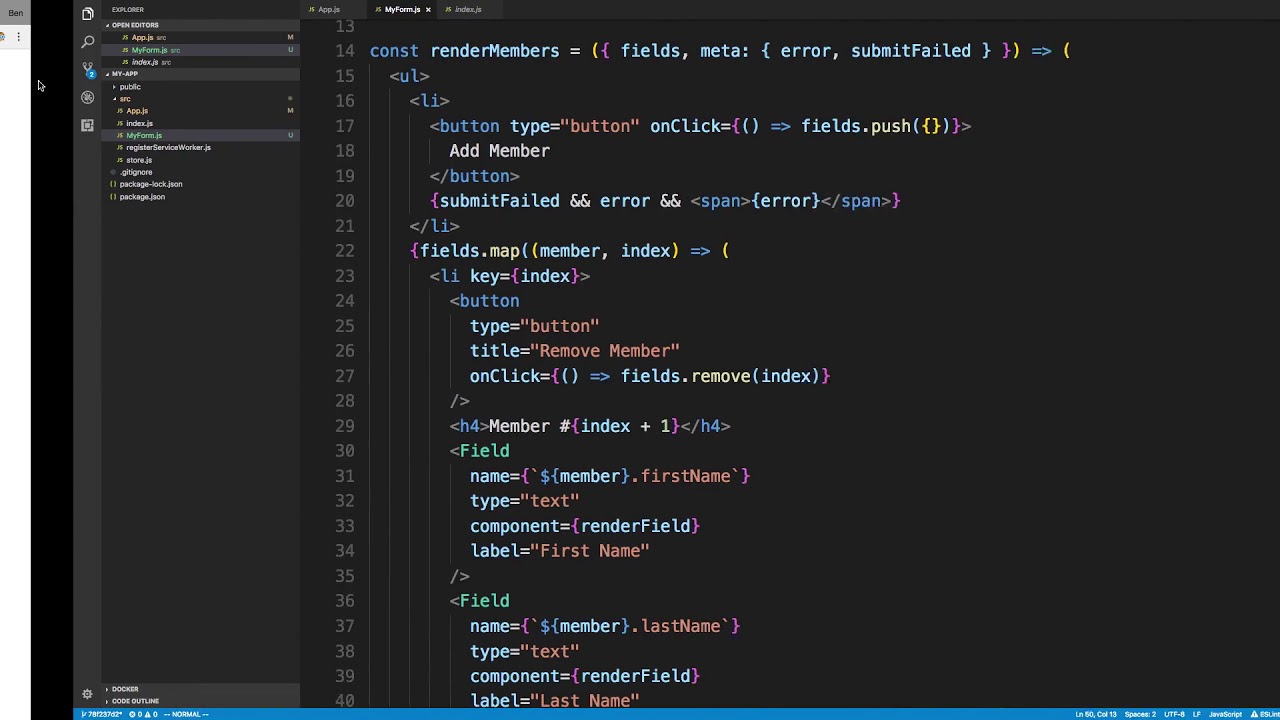 Redux Form Field Array and Material UI Table Example