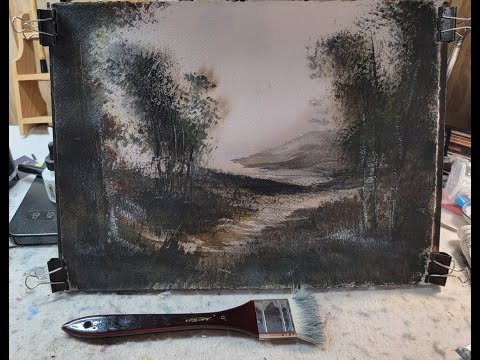578) Beginner Introduction to the Hake Brush: Tonalist Landscape Painting 1.5 Inch Hake From HL
