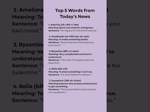 📣 Top 5 English Words from Today’s News for Aspirants | #newswords #englishvocabulary #ytshorts