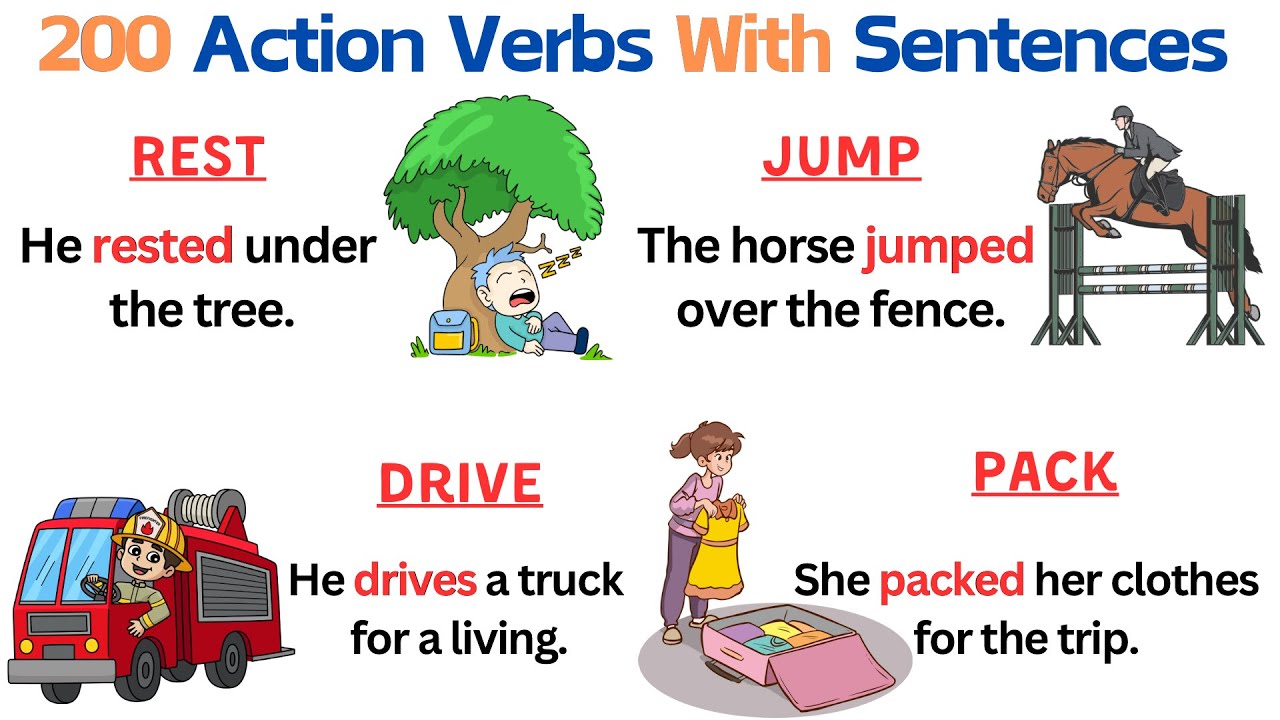 200 Action Verbs with Sentences | Learn English Easily | Boost Your English | Speak With Kids |Verbs