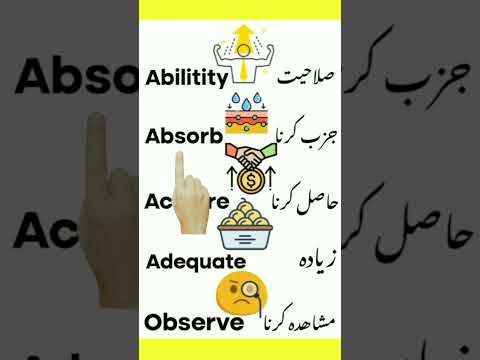 Meaning of Ability,Absorb,Acquire,Adequate,Observe in Urdu