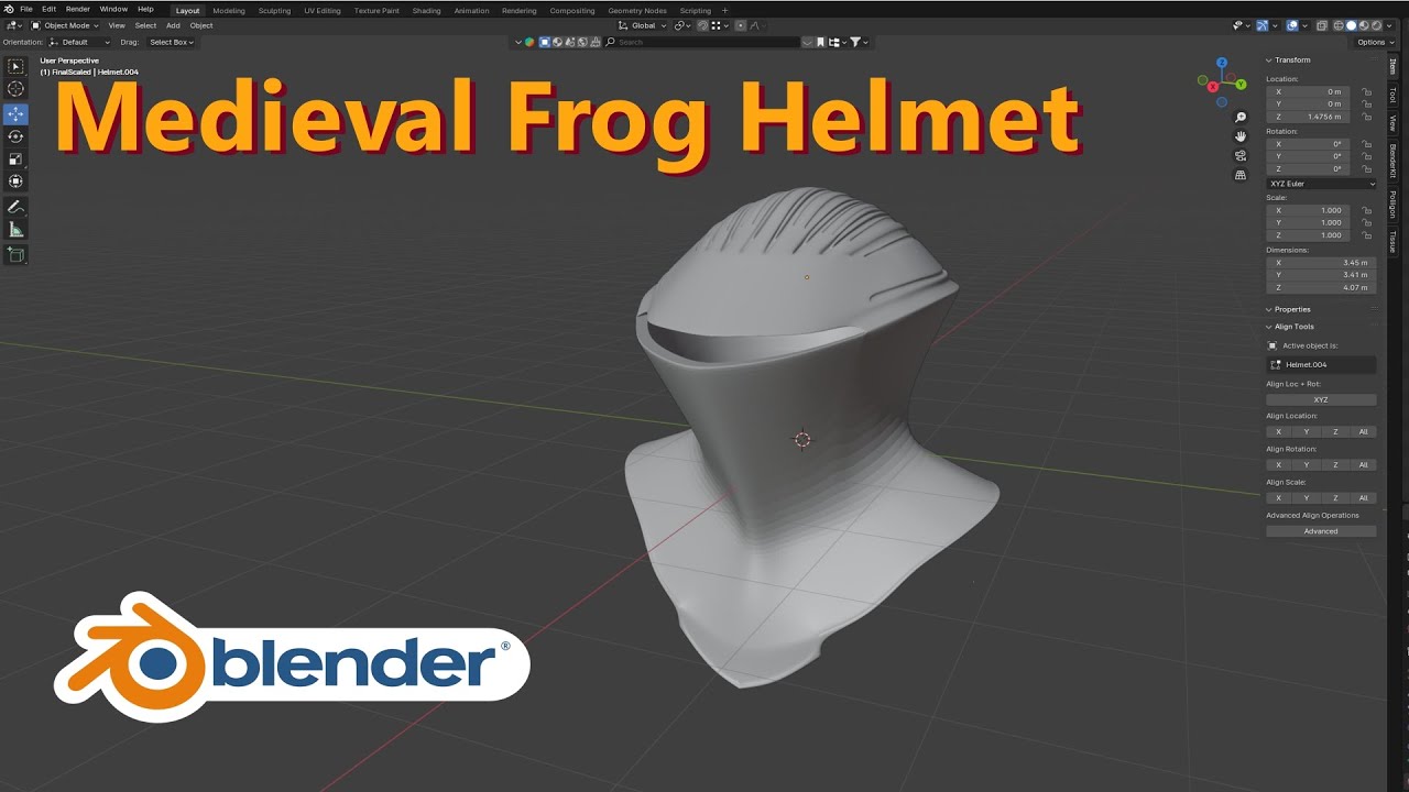 Making a Medieval Frog Helmet In BLENDER  - Timelapse