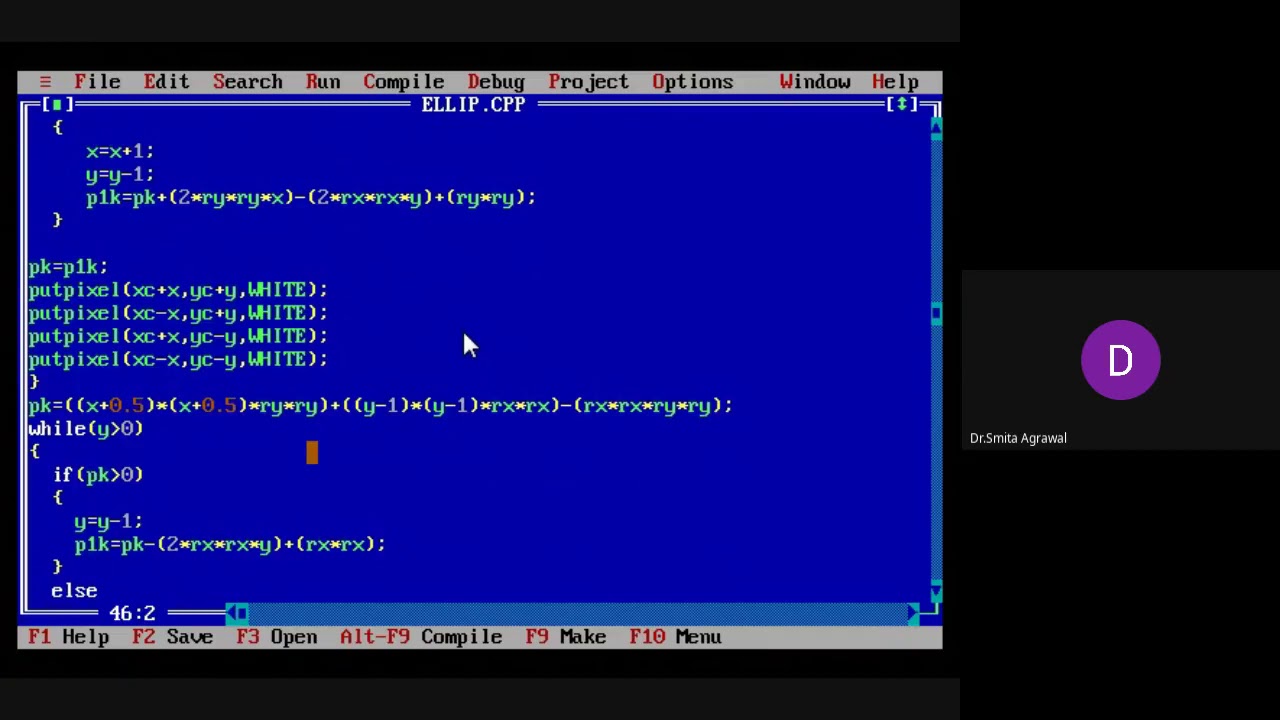 A Program to Draw Mid Point Ellipse.