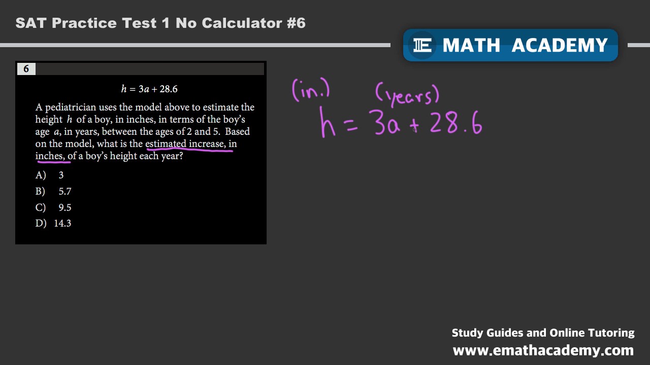 SAT Math Practice Test 1 No Calculator #6