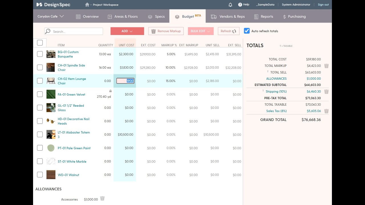 DesignSpec Tutorial - Budgeting