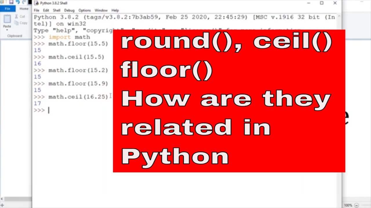 PYTHON TUTORIAL: ROUND FUNCTION IN PYTHON||CEIL FUNCTION||FLOOR FUNCTION