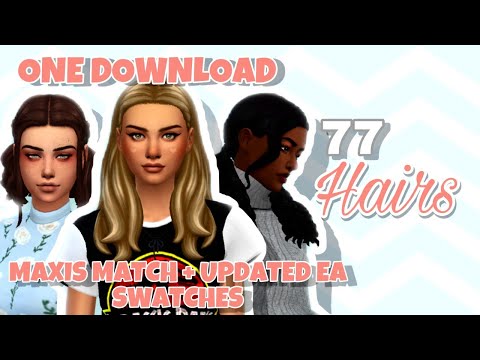 One download Maxis Match UPDATED Hair Folder // Sims 4 Female CC