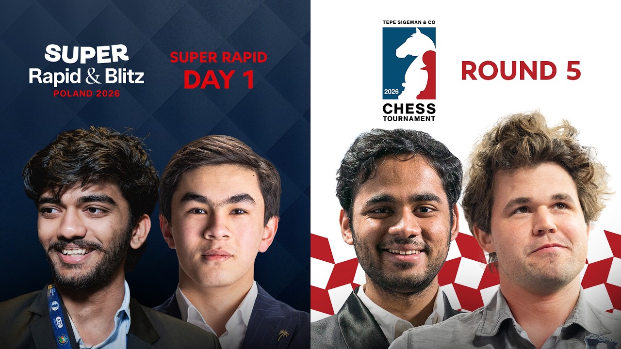 Arjun, Carlsen and Gukesh, Sindarov in Action | TePe Sigeman & GCT: Super Rapid & Blitz Poland 2026