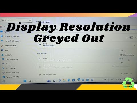 windows resolution greyed out