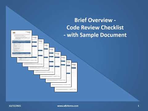 Brief Overview - Code Review Checklist - with Sample Document