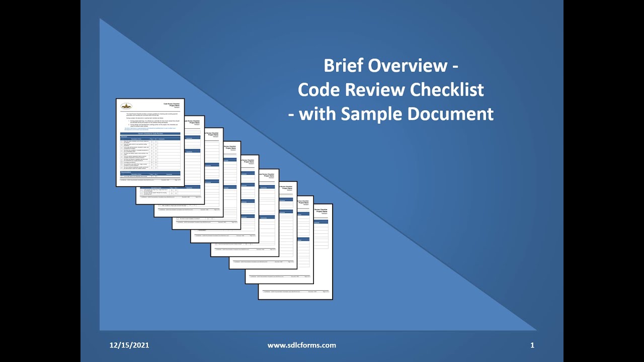 Brief Overview - Code Review Checklist - with Sample Document