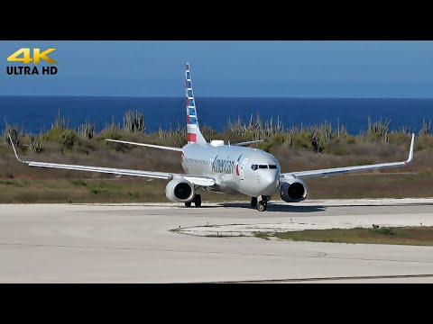 American 737 overtaking A340 via backtrack on runway | Curaçao Hato