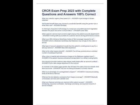 CRCR Exam Prep 2023 with Complete Questions and Answers 100 Correct