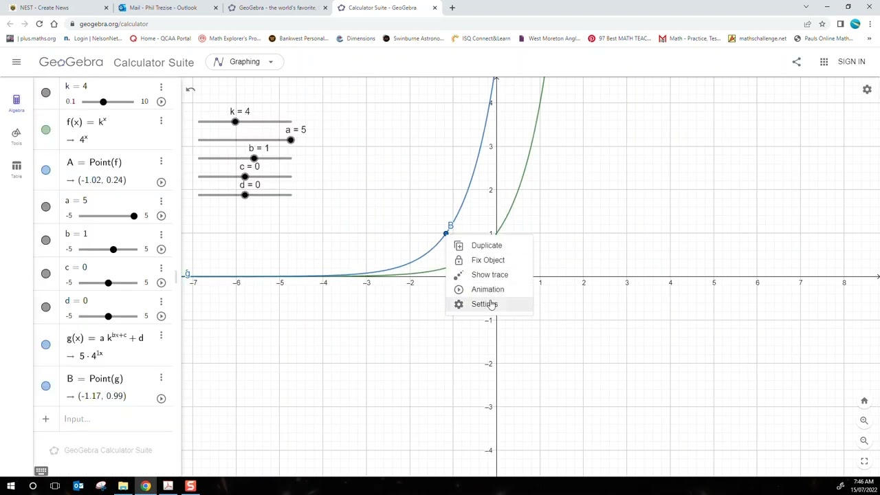 Transformations of exponential Functions