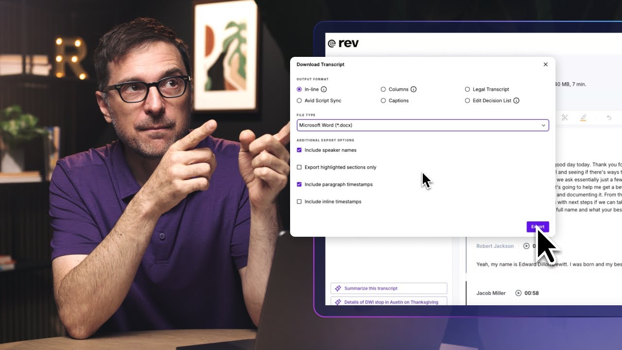 Downloading Transcript Files from Rev