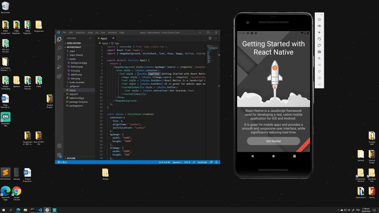 React Native getting Started Screen