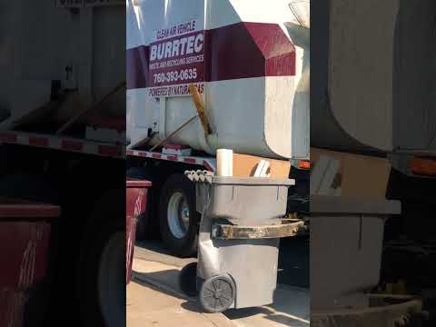 Burrtec Garbage Truck Vs Waste Management Trash Bin 👊😵 #shorts #viral #trending
