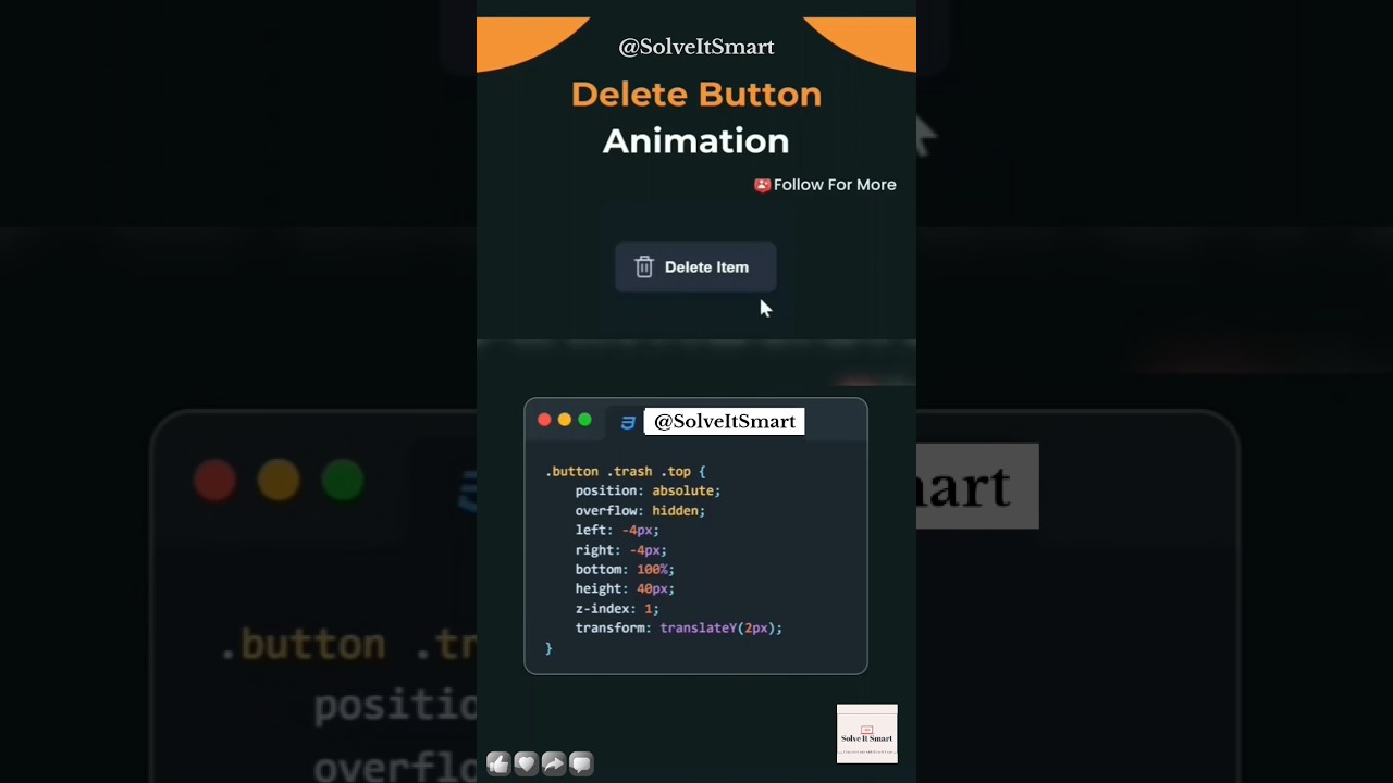 🥵🔥 Delete Button Animation || Animated Delete icon button || Web Designing || Solve It Smart