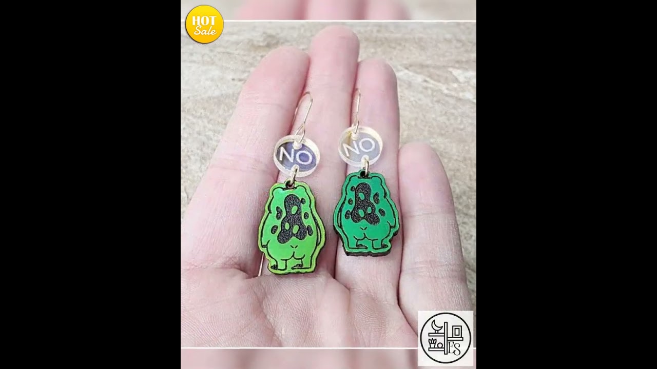 Funny Rude Toad Acrylic Earrings | Cute Toad Butt Earrings | Weird Butt Cheeks Statement Earrings...
