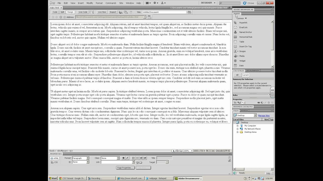 Inserting Images using Dreamweaver CS5