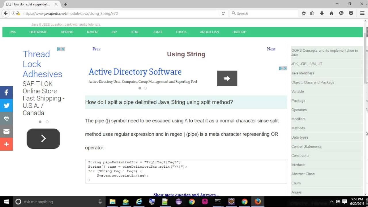How do I split a pipe delimited Java String using split method? | javapedia.net
