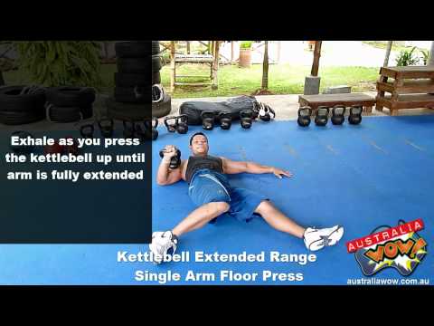Extended Range One-Arm Kettlebell Floor Press | myworkouts.io