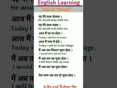 Use of"would" simple sentences of English speaking// common use se #englishbolnakaisesikhe #shorts