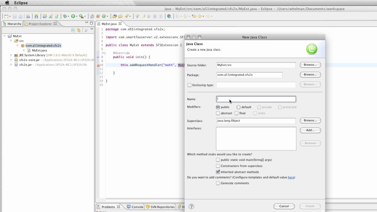 SmartFoxServer 2X: creating a simple Extension