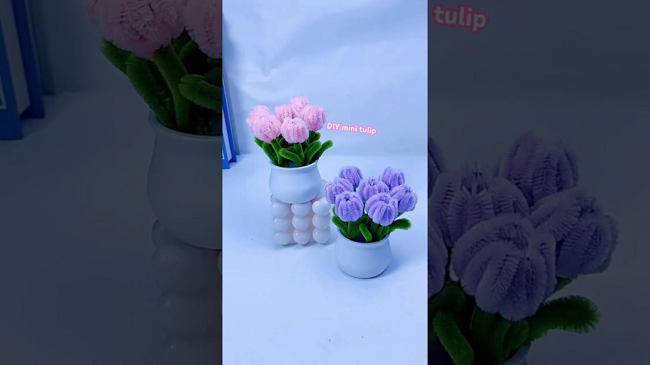 DIY pipe cleaner tulips flower #handmade #diy #gift #diyflower #diycrafts #flowercraft #fyp #foryou