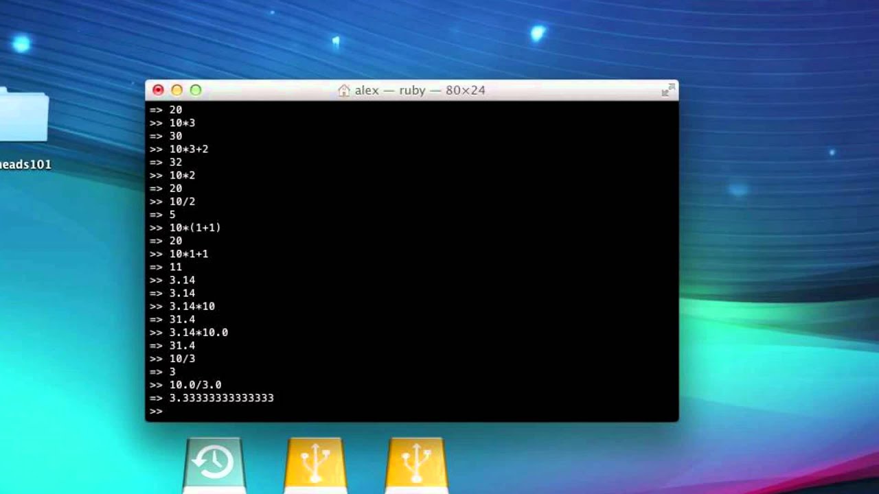 Ruby Tutorial 1 - Numeric and String Operations