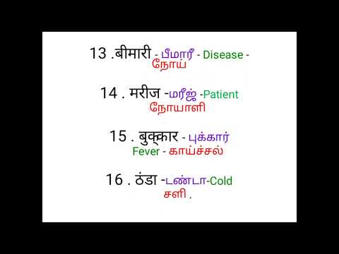 Hindi Words used in Hospital through Tamil