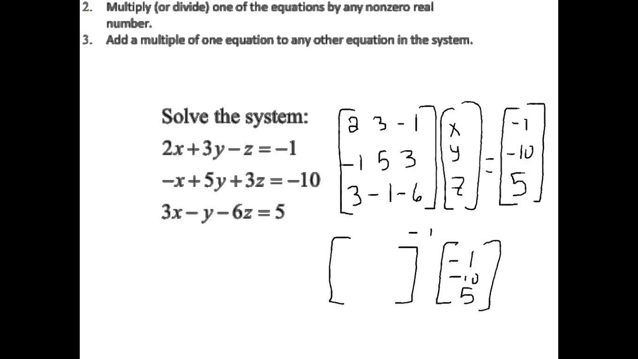 7 3 Multivariate Linear systems and row operations