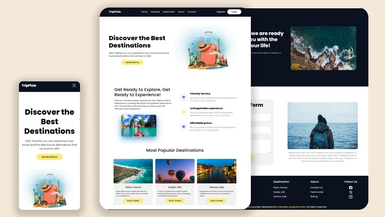 Build Responsive Travel Website Using React JS And Tailwind CSS | React ,Vite & Tailwind CSS #react