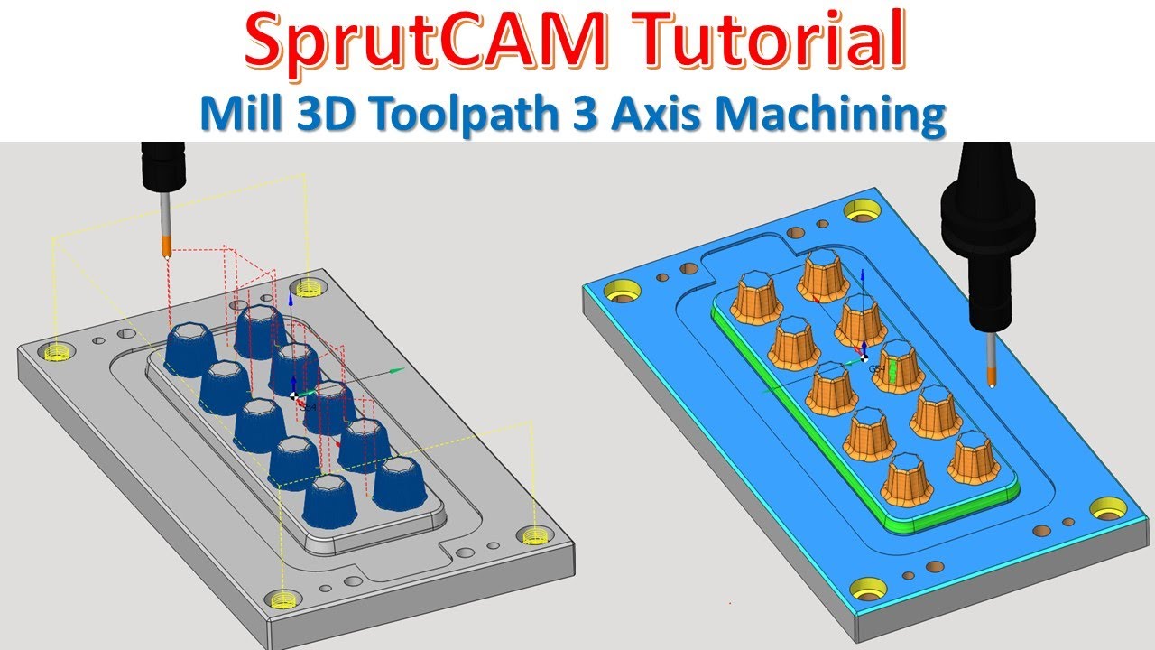 SprutCAM Tutorial #59 | SprutCAM Mill 3D Toolpath 3 Axis Machining