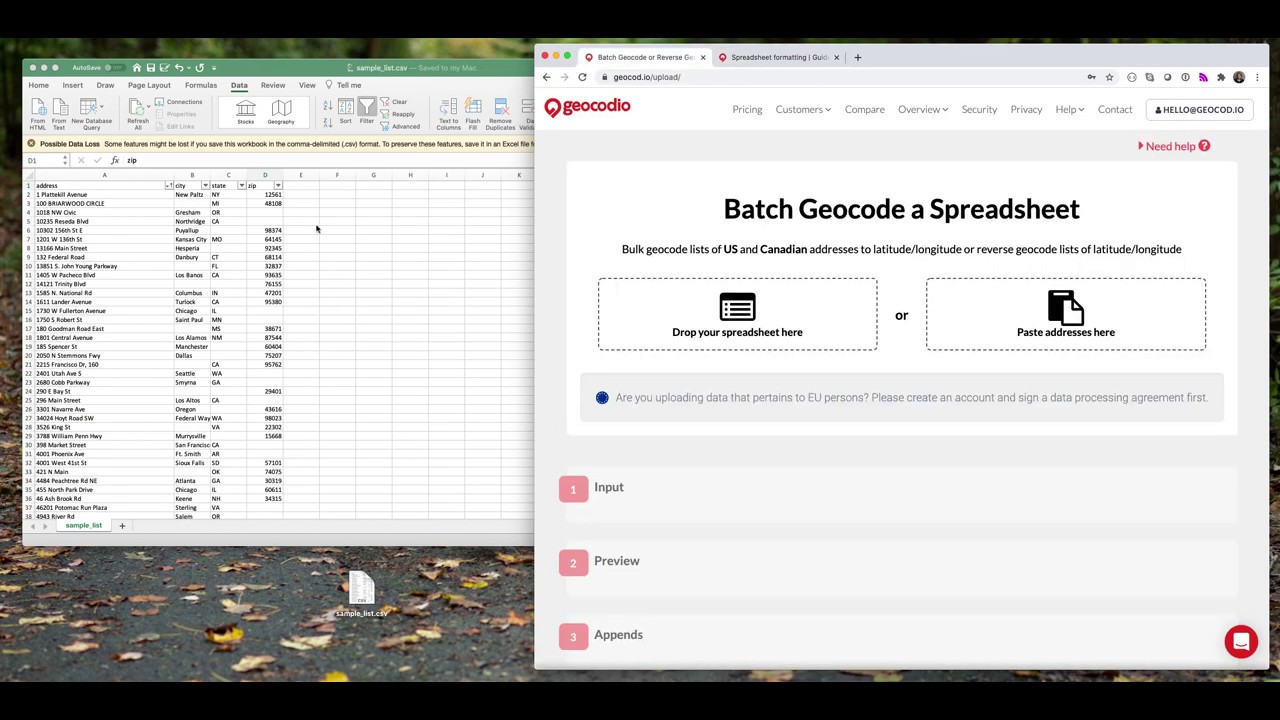 How to Geocode a Spreadsheet of Addresses with Geocodio