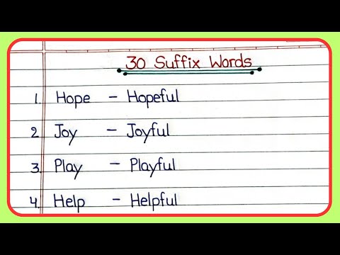 30 Suffix Words in English | Suffix Words | Examples for Suffix Words