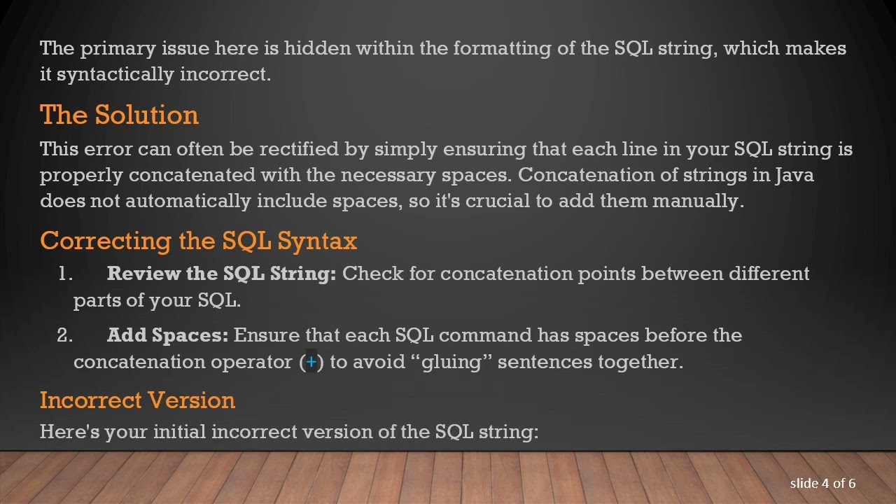 How to Fix java.sql.SQLSyntaxErrorException: Understanding the Missing FROM Keyword in Your SQL Code