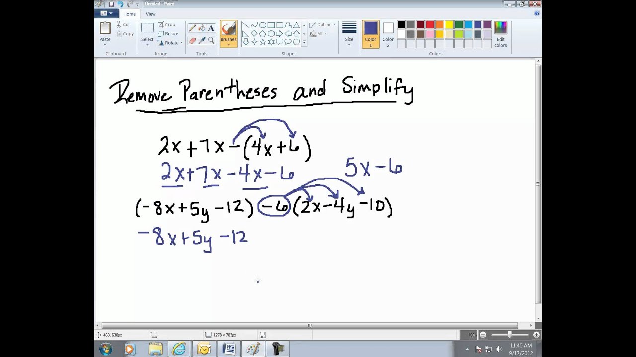 Removing Parentheses & Simplifying