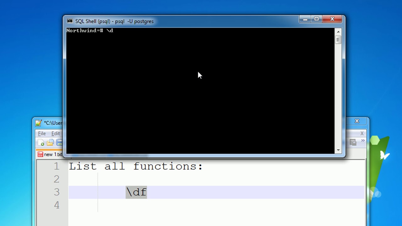 PostgreSQL - SQL Shell - List all functions