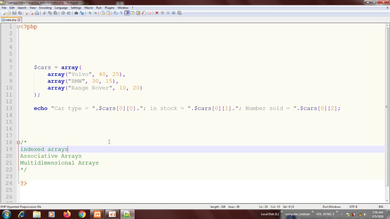 38. PHP TUTORIAL -  Sort Numbers Array