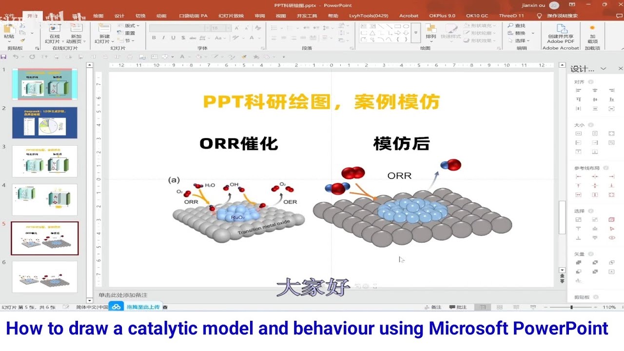 How to create scientific research drawing of catalytic model using Microsoft PowerPoint