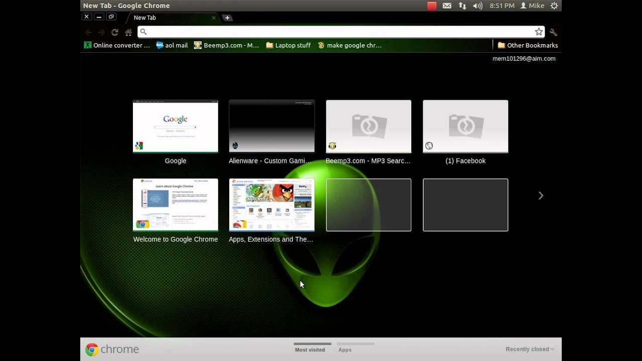 Custom Google Chrome Alienware theme