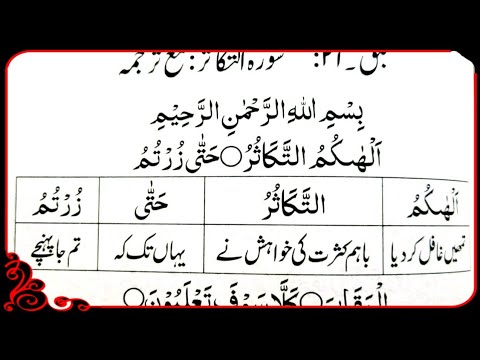 Surah At-Takathur | Learn Quran With Urdu Translation word by word Learn Quran Live