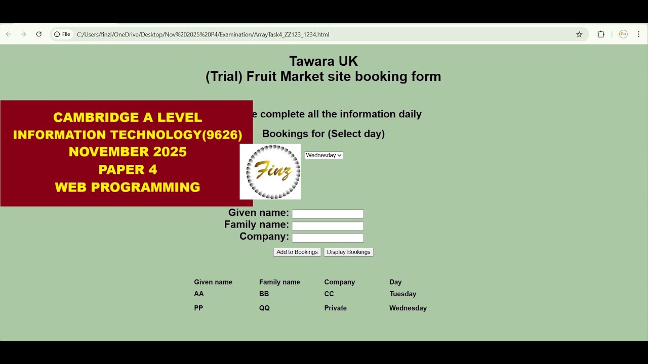 A Level IT 9626  November 2025 Paper 4 - Web Programming