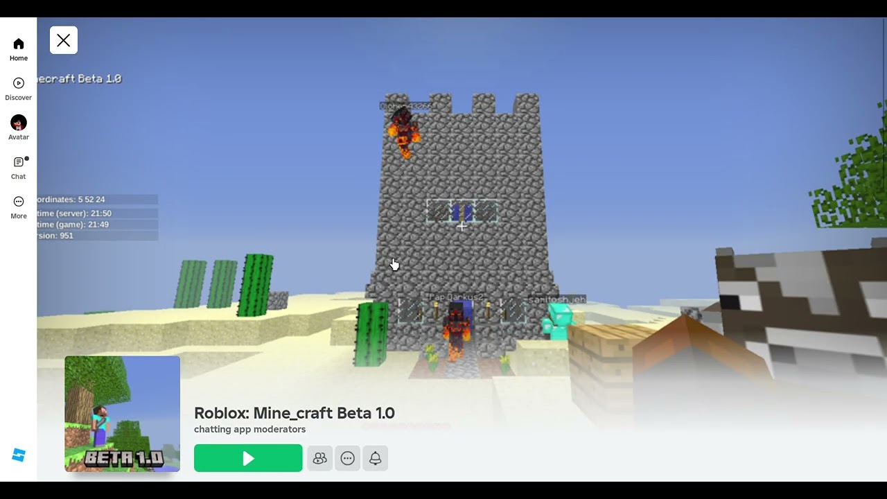 Bermain Minecraft Beta 1 0 Di Roblox!